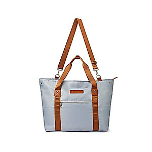 Baby Large Diaper Bag, Maternity Nappy Tote Bags for Mom Organizer Multi-Function Travel Shoulder Bag Waterproof with Stroller Straps, Nappy Changing Pad, Insulated Pockets Grey