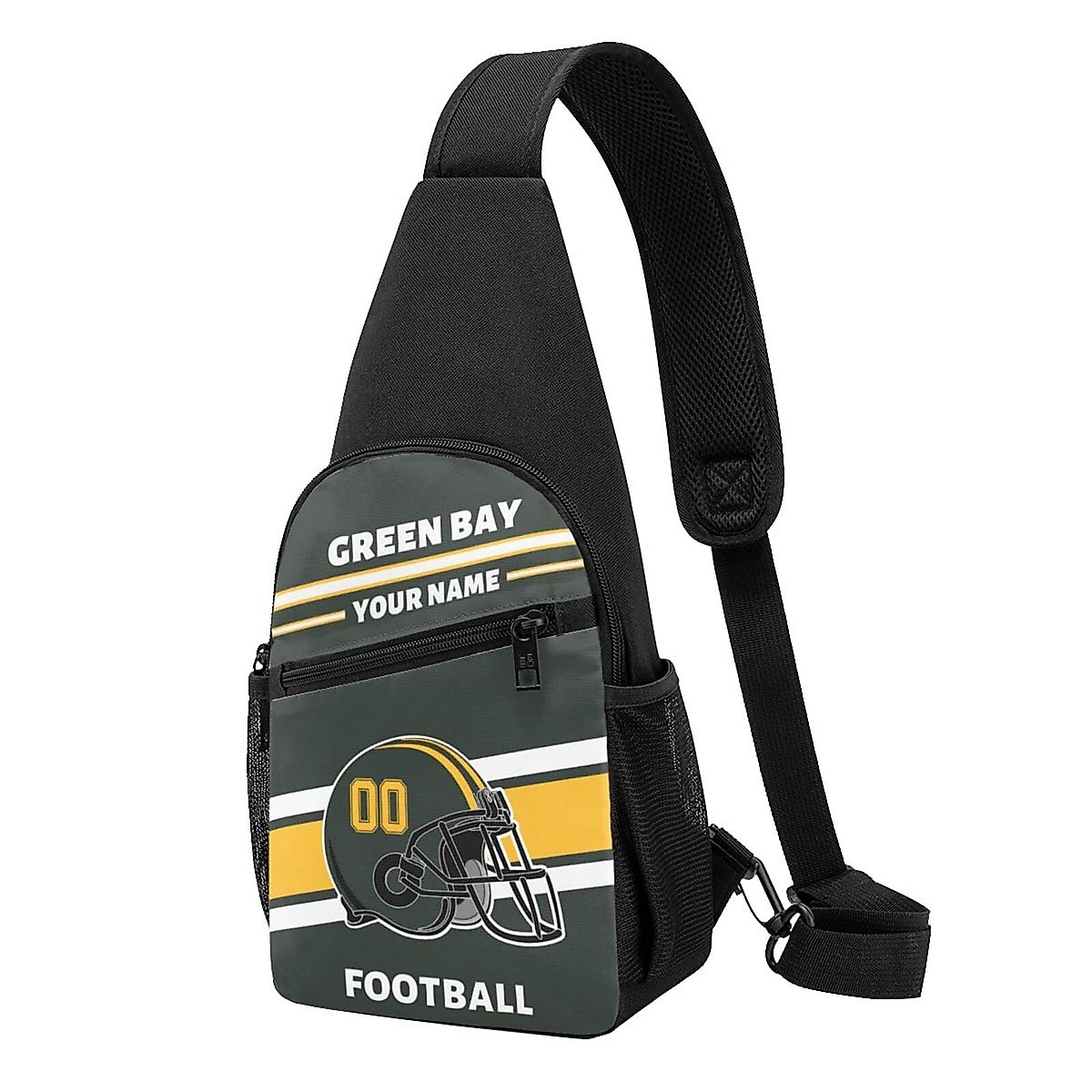 Custom Sling Bag, Personalized Green Bay Crossbody Bags for Men Women, Customize Name and Number Sling Shoulder Backpack, Chest Bag Hiking Travel Daypack for Outdoor