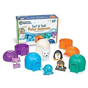 Learning Resources Sort & Seek Polar Animals, Toddler Activities, Educational Toy Set Color, Teaching Toys, 15 Pieces, Age 18 Months+ Gifts for Boys and Girls