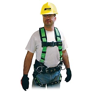 Miller by Honeywell Contractor Non-Stretch Full Body Safety Harness with Side D-Rings, Universal Size-Large/XL, 400 lb. Capacity (650CN-BDP/UGN), Green