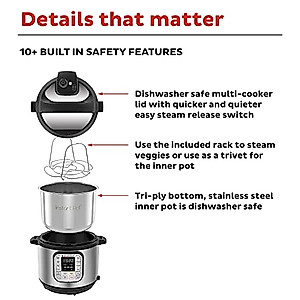 Instant Pot Duo 7-in-1 Electric Pressure Cooker, Slow Cooker, Rice Cooker, Steamer, Sauté, Yogurt Maker, Warmer & Sterilizer, Includes App With Over 800 Recipes, Stainless Steel, 3 Quart