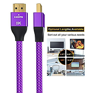 Basesailor 8K 60Hz HDMI Cable 10FT 2 Pack,48Gbps 7680P Ultra High Speed Cord for Apple TV,Roku,Samsung QLED,2.0 2.1,Sony Playstation,PS5,6FT,Xbox One Series X,eARC HDR HDCP 2.2 2.3,4K 120Hz 144Hz