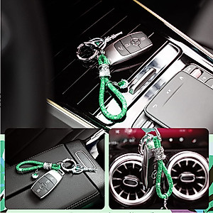 Bling Crystal Car Keychain for Women, Keychain Accessories With Bling Rhinestones, Fashionable Car Key Chain for Car Keys for Honda/MercedesBenz/Audi/BMW/Hyundai/Nissan/Mazda/Chvey/Toyota (Green)