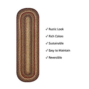 Homespice Gingerbread Premium Jute Braided Stair Tread 8" x 28" (Set of 13) Oval Multi Color Reversible, Natural Jute Yarn Rustic, Country, Primitive, Farmhouse Style - 30 Day Risk Free Purchase