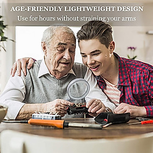 HYOIIO 10X Handheld Magnifying Glass-Lighted Reading Magnifier with 12 LED Lights Large and Real Magnifying Lens for Macular Degeneration, Seniors Reading, Soldering, Inspection, Coins