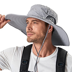 Cooltto Wide Brim Sun Hats with Waterproof Breathable for Fishing, Hiking, Camping，for Men Women Kids Light Gray