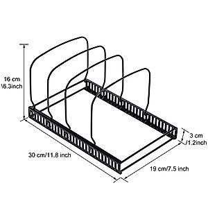Toplife Adjustable 7+ Lids Organizer Rack + 10+ Bakeware Organizer Rack for Kitchen Cabinet and Counter, Black