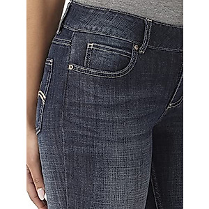 Wrangler Women's Western Mid Rise Stretch Straight Leg Jean, Dark Indigo, 11W x 30L