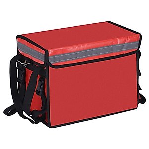 PATIKIL Insulated Bag for Pizza XL, 16.5"x11.4"x11.8" Insulated Bag with Divider, Catering Thermal Food Bag for HOT/COLD Food, Red(32L)