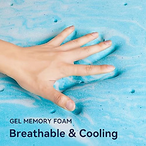 Hcore Mattress Topper Queen - 1.5 Inch Gel Memory Foam Mattress Topper Queen Size for Back Pain, CertiPUR-US Certified, Blue