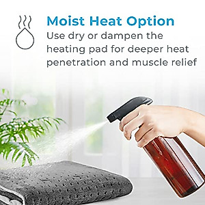 Pure Enrichment® PureRelief™ XL Heating Pad - LCD Controller with 6 InstaHeat Settings for Cramps, Back, Neck, & Shoulder Pain Relief, Moist Heat Option, Machine Washable, 12" x 24" Storage Bag (Gray)