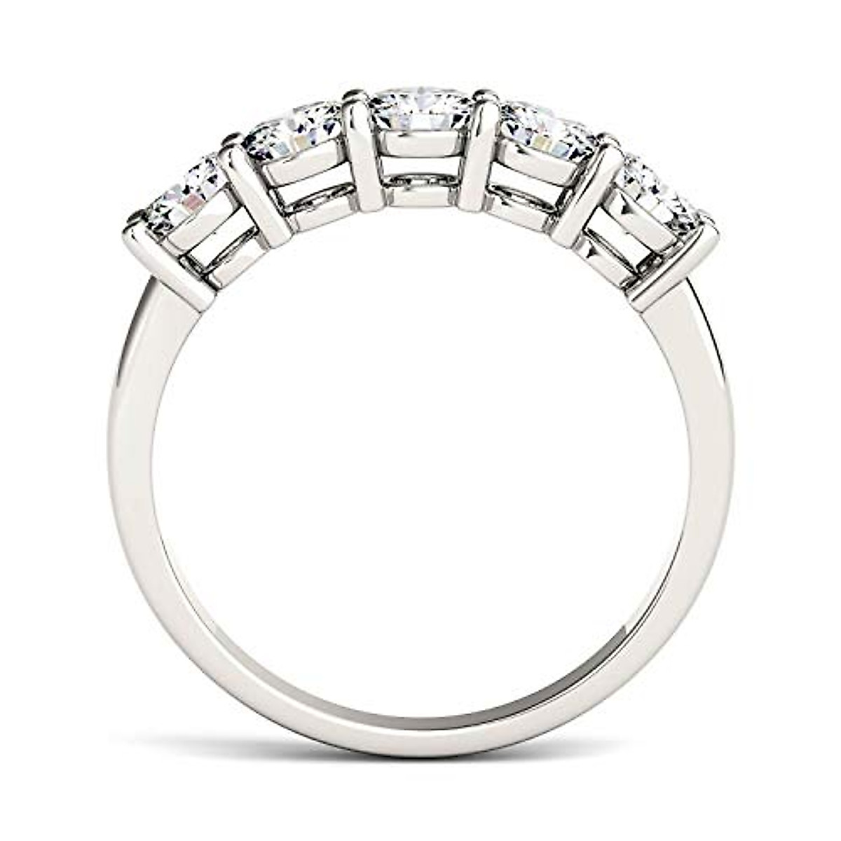 Charles & Colvard Created Moissanite 4mm Round Cut Wedding Band for Women | 1.15 cttw DEW | Lab Grown | Solid 14K White Gold with Rhodium | Size 8.5