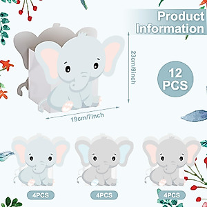 Hushee 12 Sets Animal Baby Shower Centerpieces for Tables Elephant Bear Baby Shower Table Decorations 3D Baby Shower Boxes for Boys Girls Birthday Gender Reveal Tea Party Supplies(Elephant)