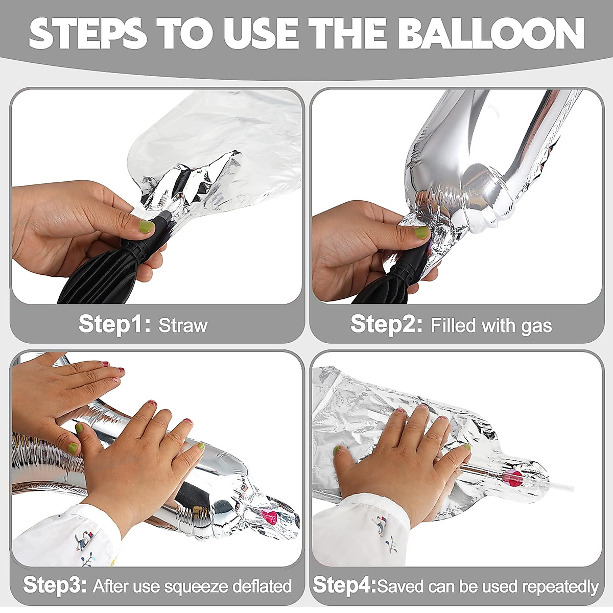 LIOZEOKUN Happy Birthday Balloon Letters 16 inch Mylar Foil Birthday Balloons Banner Sign for Birthday Party Decorations Supplies (Silver)