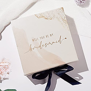 AW BRIDAL Bridesmaid Proposal Box Set of 5-4 Will You Be My Bridesmaid Gift Wrapping Boxes & 1 Will You Be My Maid of Honor White Gift Boxs for Bachelorette Gifts