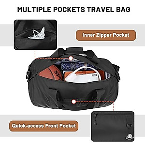 Densata Expandable Travel Duffle Bag, 80L Sports Gym Bag Upgraded Duffle Backpack Weekender Overnight Bag Carry on Bag (Black)