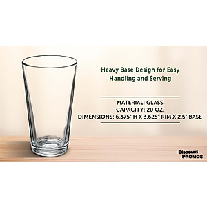 DISCOUNT PROMOS Personal Mixing Glasses 20 oz. Set of 10, Bulk Pack - Quality Glass, Thick Base, Home Bartending, Durable - Clear