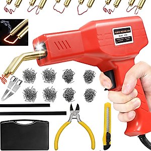 150W Plastic Welder,Plastic Welding Kit with 800pcs Hot Staples,2pcs pp Plastic Welding Rods,knife,Plier, Plastic Welding Machine Plastic Repair Kit for Car Bumper Crack Repair Tools(Red)