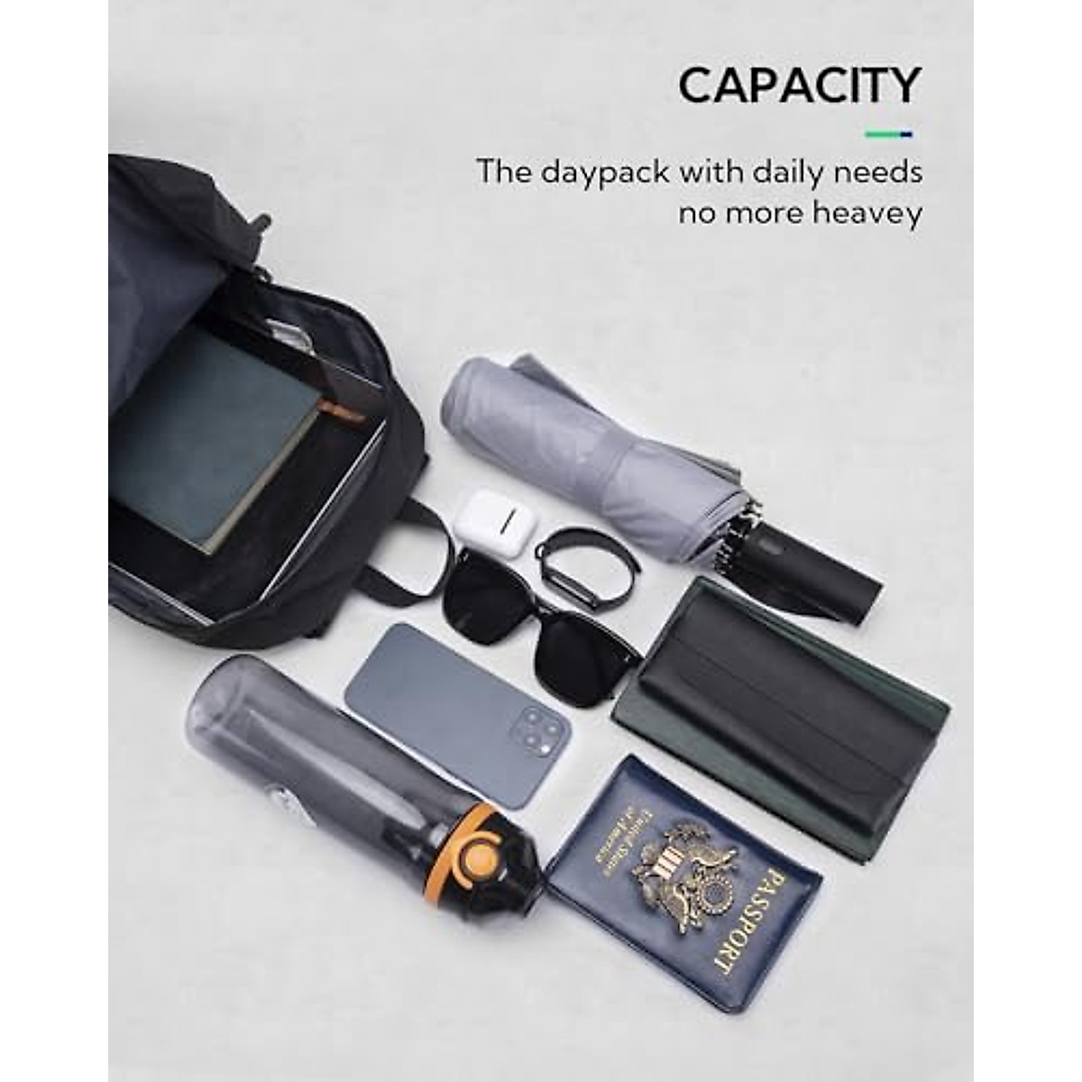 WATERFLY Mini Basic Lightweight Backpack: Simple Solid Color Lightweight Casual Everyday Backpack Small Basic Ultralight Travel Daypack For Woman Man Adult