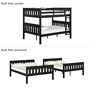 Dorel Living Moon Full over Full Bunk Bed with USB Port, Black