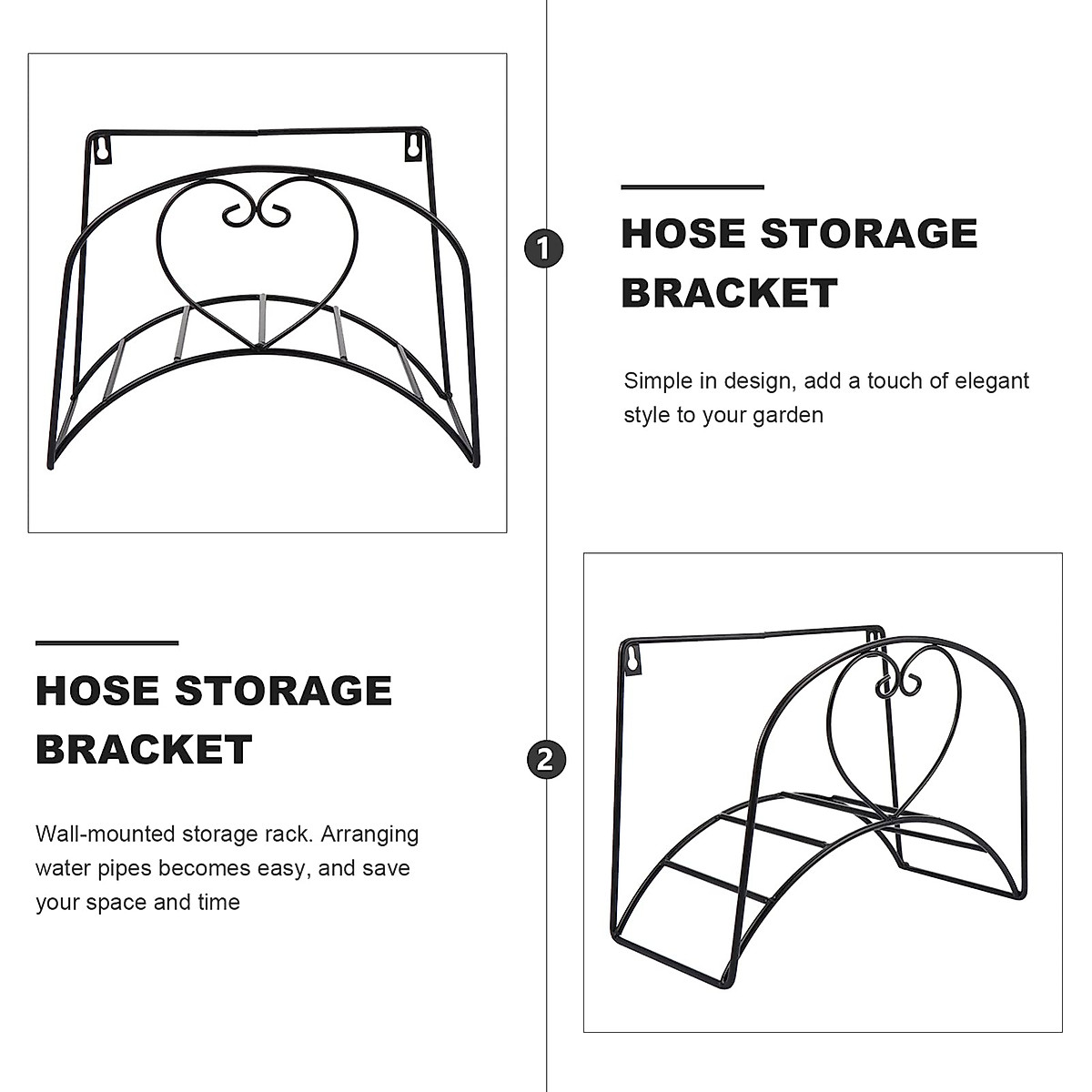 Hose Wrought Iron Frame Bling Accessories for car Heavy Duty Garden Hose Hanger Hose Holder Hanger Garden Hose Rack Water Hanging Hooks Outdoor Hose Wall Mount Metal Hook up Work