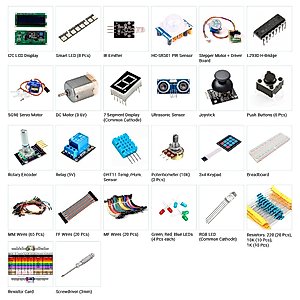Quantum Hardware Component Electronic Starter Kit with Solderless Breadboard, Jumper Wires Kit, LEDs & Resisitor Kit, Various Sensors for Arduino/for Raspberry pi/ESP32/ESP8266