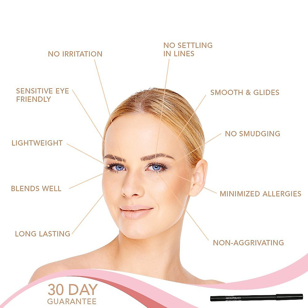 Shimarz Black Eyeliner Pencil for Women with Sensitive Eyes, Hypoallergenic, Smudgeproof Cats Eyes Results, 0.3 oz (Pack of 1)