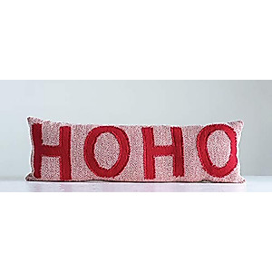 Creative Co-Op Ho Cotton Woven Pillows, Red