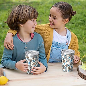 maleuei Tropical Leaf Dark Hawaiian Art Pattern - 12oz Travel Coffee Mug with Lid - Reusable Insulated Stainless Steel Coffee Tumbler Tea Cup Gifts for Women Men Him Her