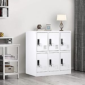 STECAN 6 Doors Metal Locker Employees Steel Storage Lockers for School,Home, Office,Gym, Kids Locker（White）