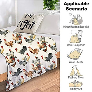 Rooster Chickens Throw Blanket Gifts for Women Flannel Fleece Fuzzy Blankets Soft Warm Cozy for Bed Couch Sofa Living Room Decor for Teens 60"x50"