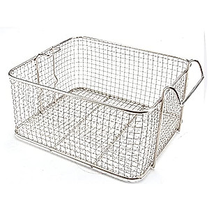 JUNXIAN Deep Frying Basket Stainless Steel Frying Basket With Handle Food Basket Square Hanging Removable Filter Fryer Frying Net