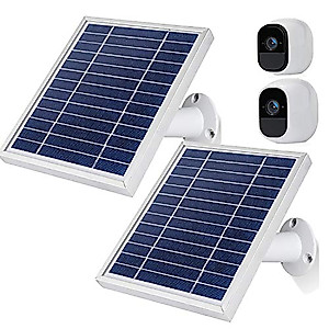 iTODOS IP65 Solar Panel Works for Arlo Pro and Arlo Pro 2, Switch Control, 11Feet USB Cable (2 Pack, Silver)