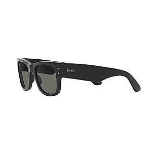 Ray-Ban RB0840SF Mega Wayfarer Low Bridge Fit Square Sunglasses, Black/Green Polarized, 52 mm