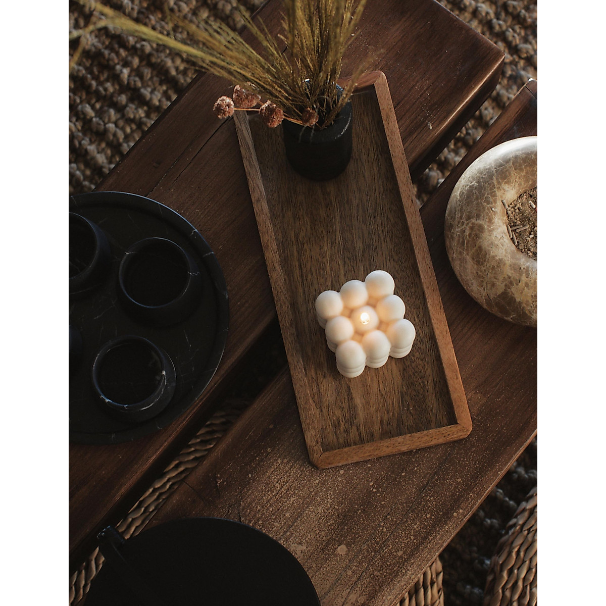 LAWA Bubble Candle - Cube Soy Wax Geometric Candle Elegant Aesthetic Candle Housewarming Gift Home Decor Idea Black | White