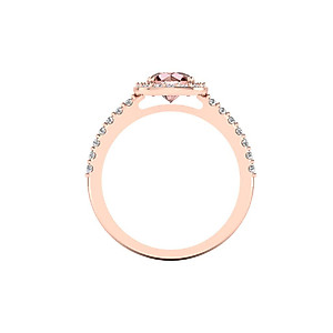 GNG 1.00 Cttw Natural Morganite and Diamond Halo Engagement Ring in 10k Rose Gold (6)
