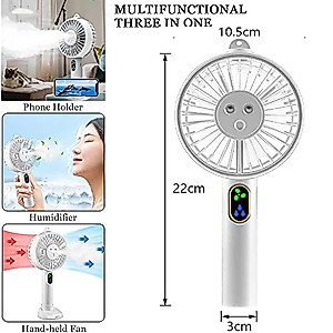 Double Nozzle Hand-held Misting Portable Mini Fan with Mobile Phone Holder, Personalized Cooling Humidifier, Sprayer Fan, Silent USB or Rechargeable, Suitable for Camping, Hiking, Outdoor