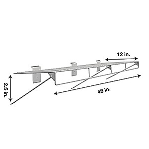 Crownwall Universal Slatwall Steel Wire Shelf with Rail, 2-Pack (48-in x 12-in)