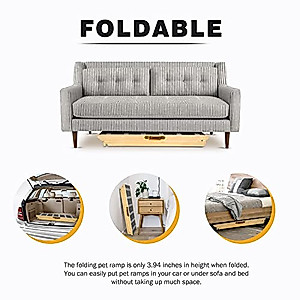 SOKO Dog Ramp, Folding Pet Ramp for Bed Suitable for Small & Large Old Dogs & Cats - 41.33" Long Portable Paw Ramp High Traction Dog Ramps for Car, SUV, Couch, Sofa - 6 Adjustable Height Rated 200LBS