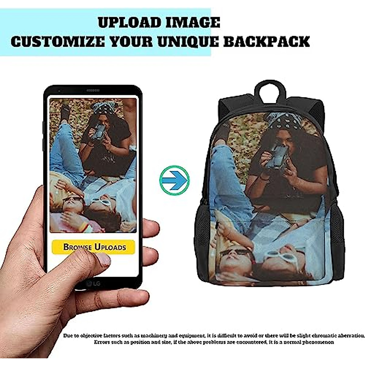 Custom Backpack Personalized Laptop Backpack for Women Men Customized Casual Daypack Add Your Logo Picture Photo Image Text Name on Computer Bag
