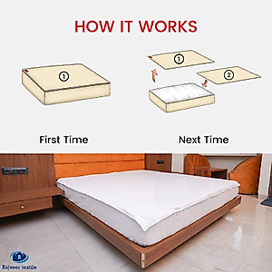 RAJVEER TEXTILE Zip On Fitted Sheet - Includes 1 Fitted Base + 2 Zip Sheet - Easy to Change, Won’t Pop Off Twin Sheet- 600 TC Cotton Fitted Sheet- 15” Deep Pocket Twin Size- Black