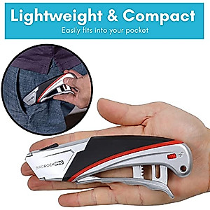 BIRDROCK HOME 1pk Professional Safety Utility Knife - Retractable - Heavy Duty Box Cutter - Safe Blade Lock - Extra Blades - Ergonomic Grip