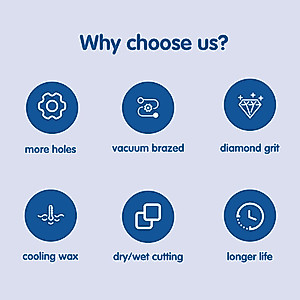 HIGHDRIL Dry Diamond Drill Bits 5Pcs 6mm 1/4" with Quick-fit Hex Shank for Granite Marble Porcelain Tile Ceramic