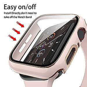 Lovrug 2 Pack Cases Compatible with Apple Watch Case 40mm SE/Series 6/5/4 Built in Tempered Glass Screen Protector Ultra-Thin Bumper Full Coverage iWatch Protective Cover for Women Men (Pink/Black)