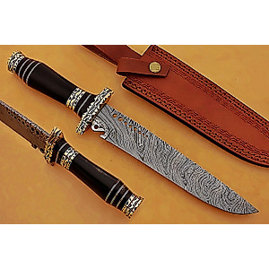 Custom Handmade Damascus Steel Hunting Knife / Bowie Knife SS-17366 ( horn ) (black)