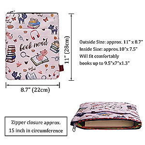 Book Sleeve for Book Lovers, Book Nerd Book Protector , Book Covers for Paperbacks, Washable Fabric, Book Sleeves with Zipper, Medium 11 Inch X 8.7 Inch