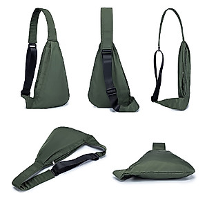 Croogo Shoulder Strap Backpack Thin Chest Sling Bag Foldable Personal Bags,Green