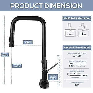 Black Kitchen Faucets Matte Black Kitchen Faucet with Pull Down Sprayer Modern Single Handle Kitchen Sink Faucets for 1 or 3 Hole