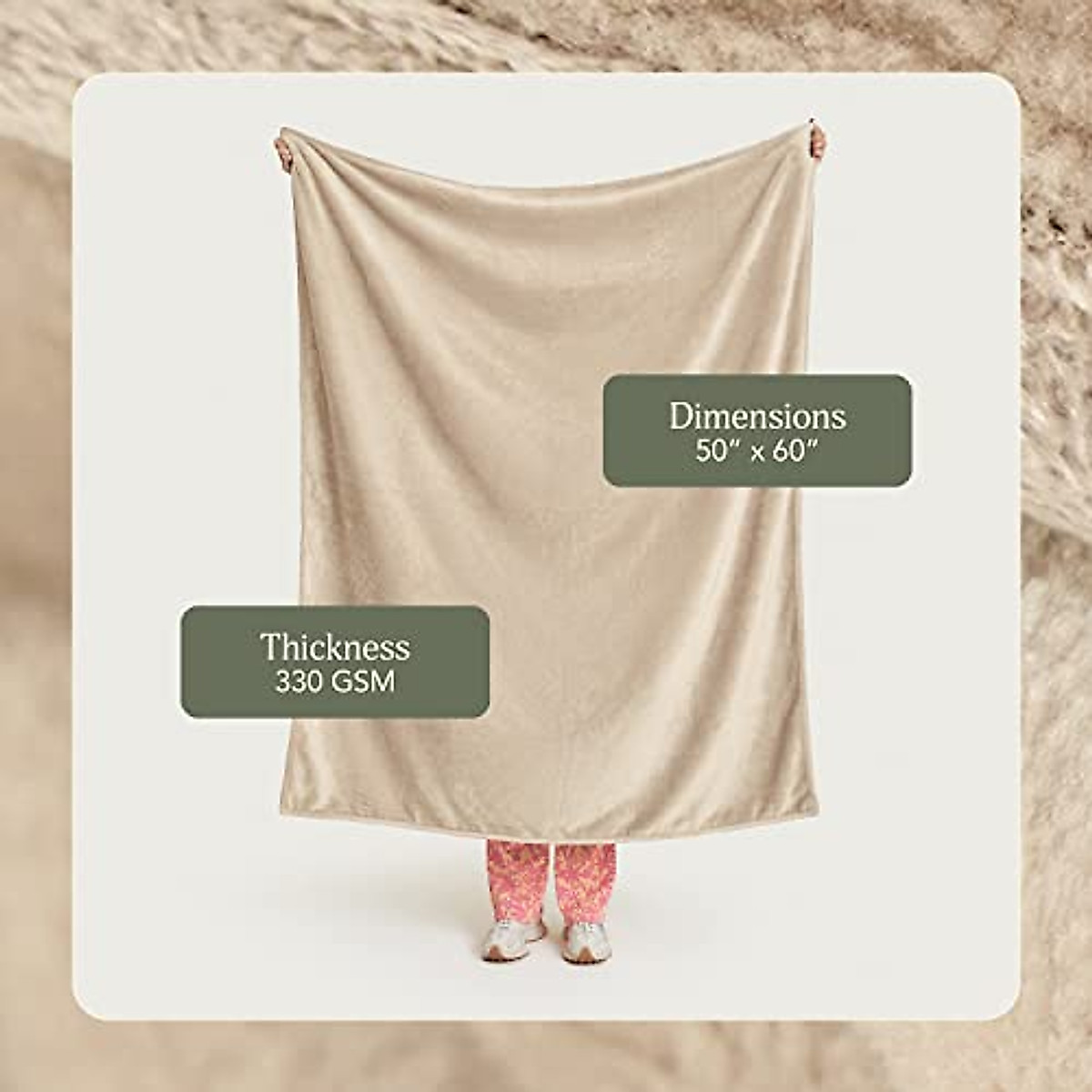 UnHide Lil Marsh Traveler - Travel Blanket - Faux Fur Blanket - Durable, Lightweight, Extra Soft Blanket - 300 GSM - Machine Washable - Perfect for Road Trips & Road Trips - Beige Bear (50” x 60”)