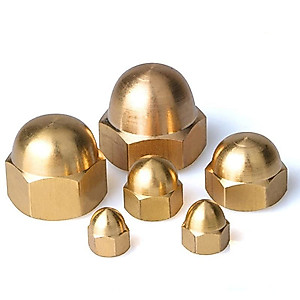 Dome Cap Nuts,Acorn Thread Hex Cap, 304 Stainless Steel Nylon Brass Acorn Nut Hex Head Cap Metric Dome Nut Black White Nickel Plated Steel M3M4M5M6M8M10M12 50pcs-M24 (1Pcs),Brass (Color : Brass, Siz